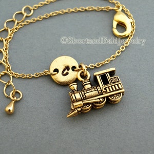 Steam Train Charm Bracelet, Steam Engine, Antique Silver, Initial ...
