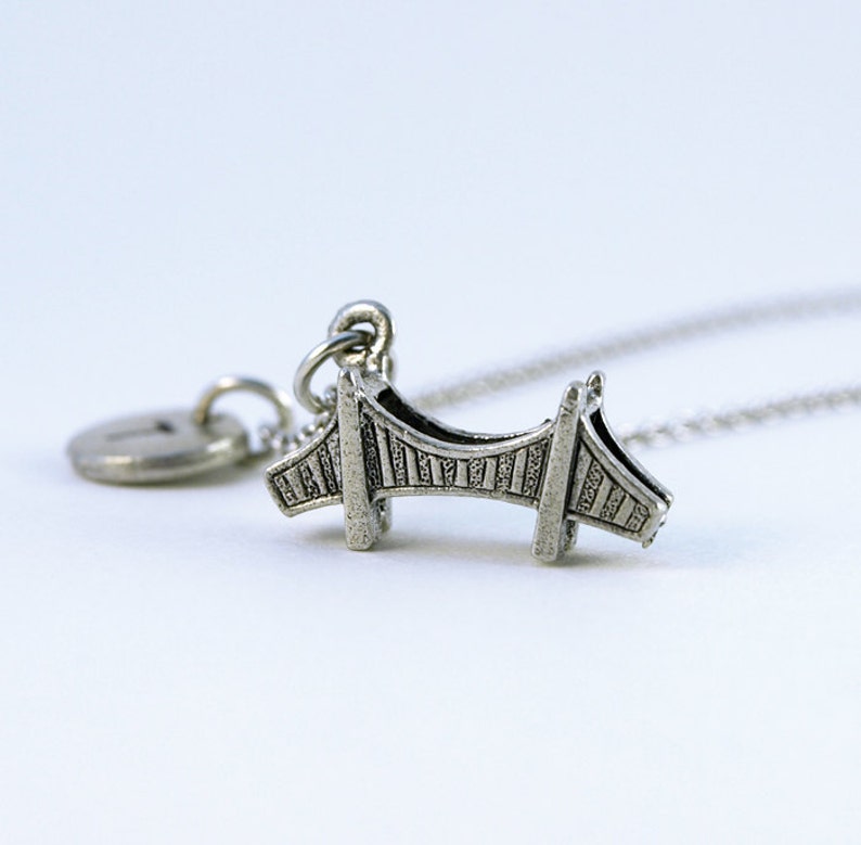 Golden Gate Bridge Necklace Godlen Gate Bridge Charm Initial - Etsy