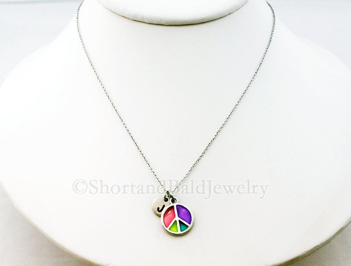 Peace Sign Necklace Multicolor Peace Peace Symbol Necklace - Etsy