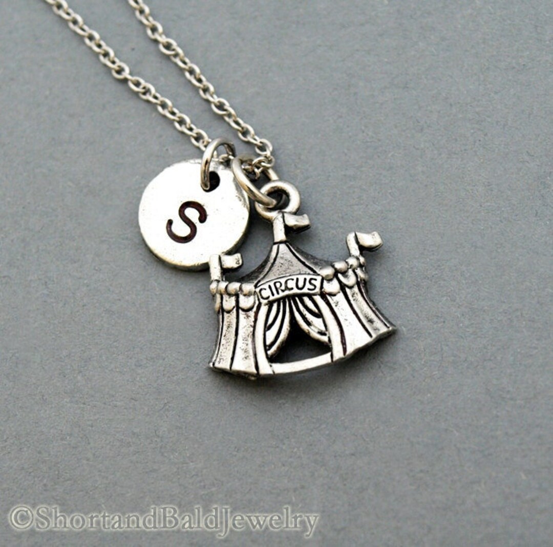 Circus Tent Necklace, Circus Necklace, Initial Necklace, Initial Hand ...