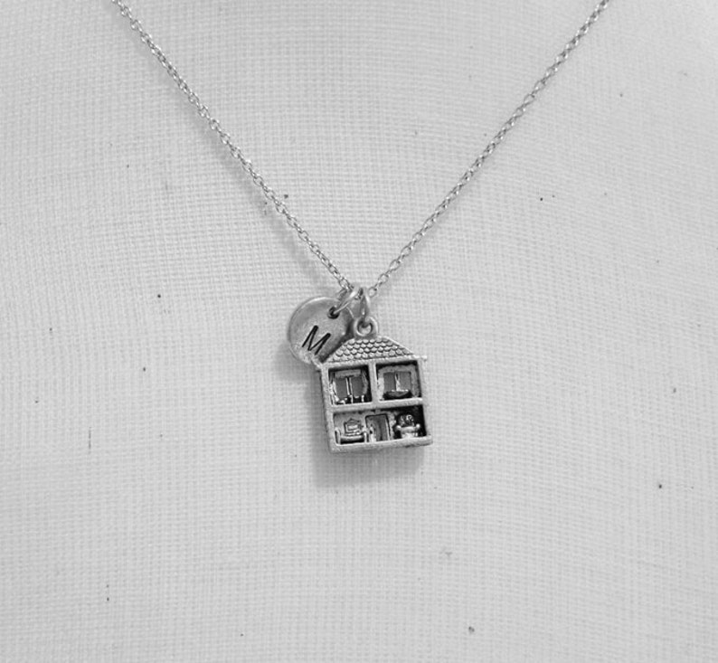 Doll's House Charm Necklace, Miniature House Necklace, Initial Necklace ...