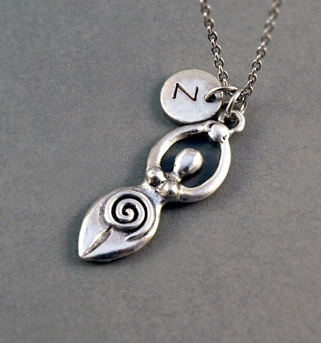 Goddess Fertility Necklace, Love Goddess, Initial Necklace, Initial ...