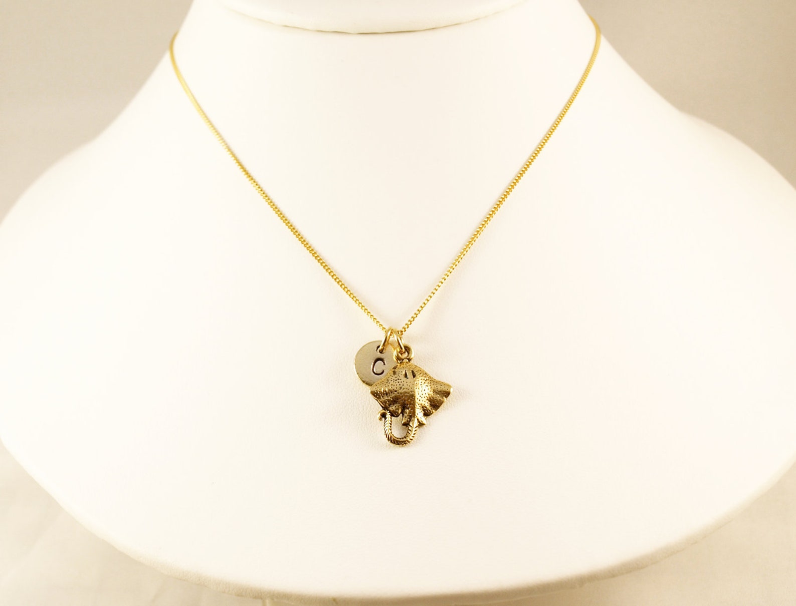 Stingray Necklace Gold Stingray Ray Necklace Antique Gold | Etsy