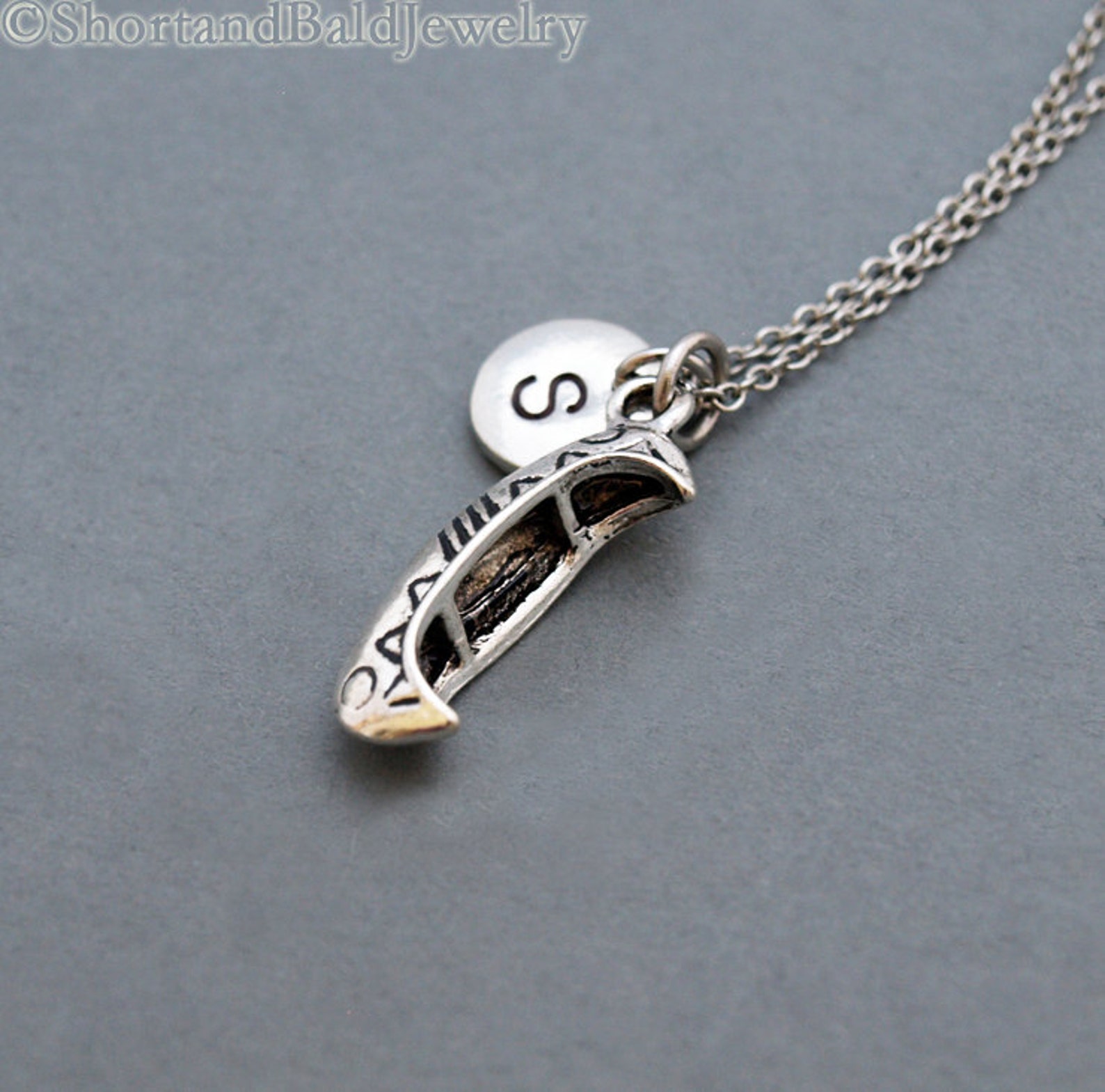 Canoe Necklace, Kayak, Boat Necklace, Paddle Necklace, Initial Necklace ...