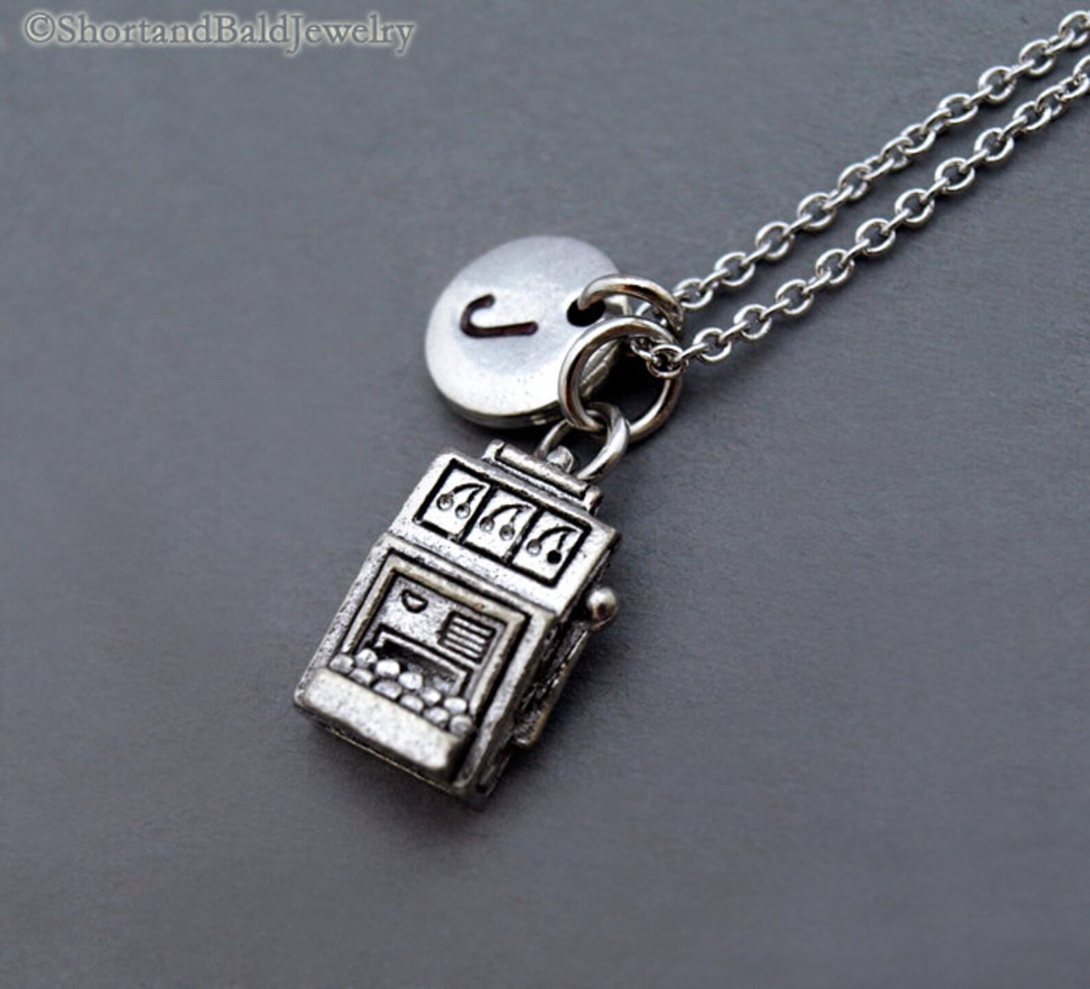 Slot Machine Charm Necklace, Silver Slot Machine, Poker Machine, the ...