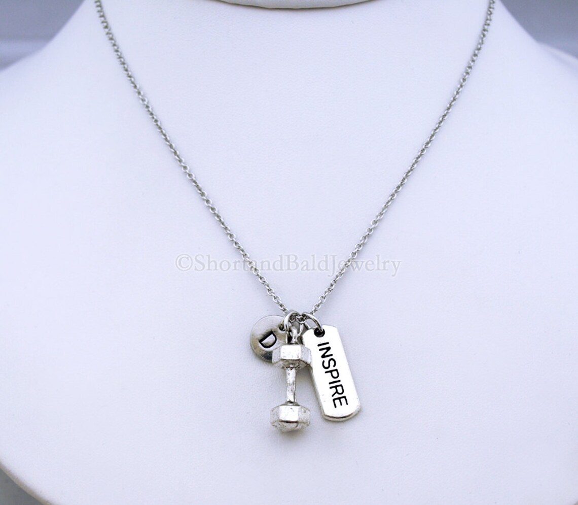 Dumbbell Charm Necklace, Inspire Charm, Inspirational Charm ...
