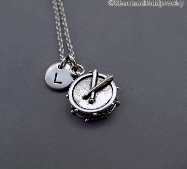 Drums Necklace, Silver Drum Charm, Drum Stick Necklace, Music, Drummer ...