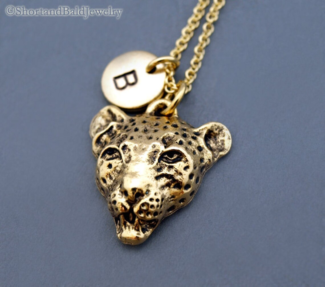Leopard Head Necklace Leopard Head Charm Gold Leopard Charm - Etsy
