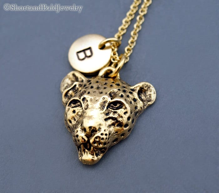 Leopard Head Necklace Leopard Head Charm Gold Leopard Charm - Etsy