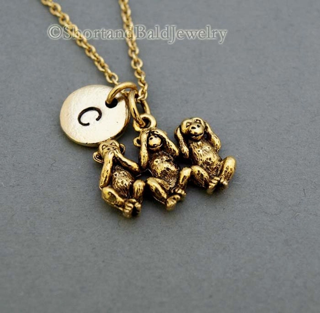 Three Monkeys Necklace, Three Wise Monkeys, Monkey, See No Evil Hear No ...