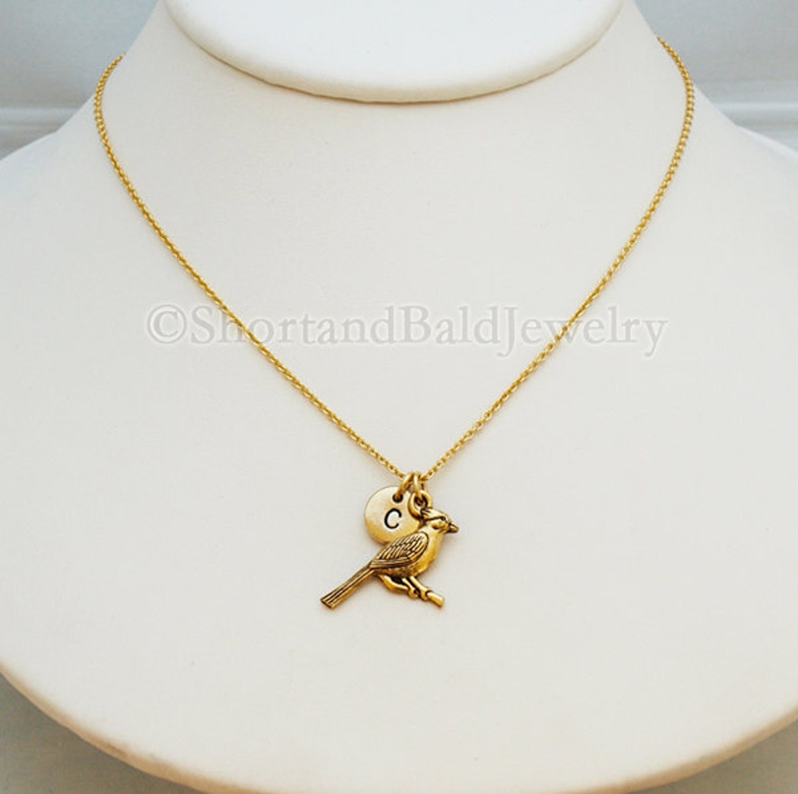 Cardinal Bird Charm Necklace Bird Charm Antique Gold - Etsy