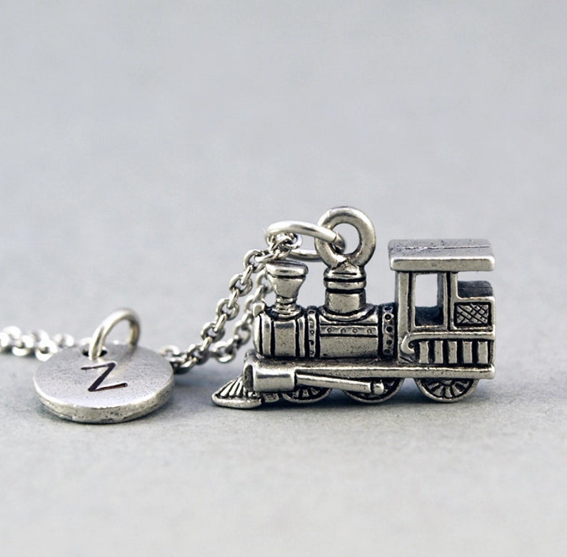 Steam Train Necklace, Train Necklace, Train Pendant, Initial Necklace ...