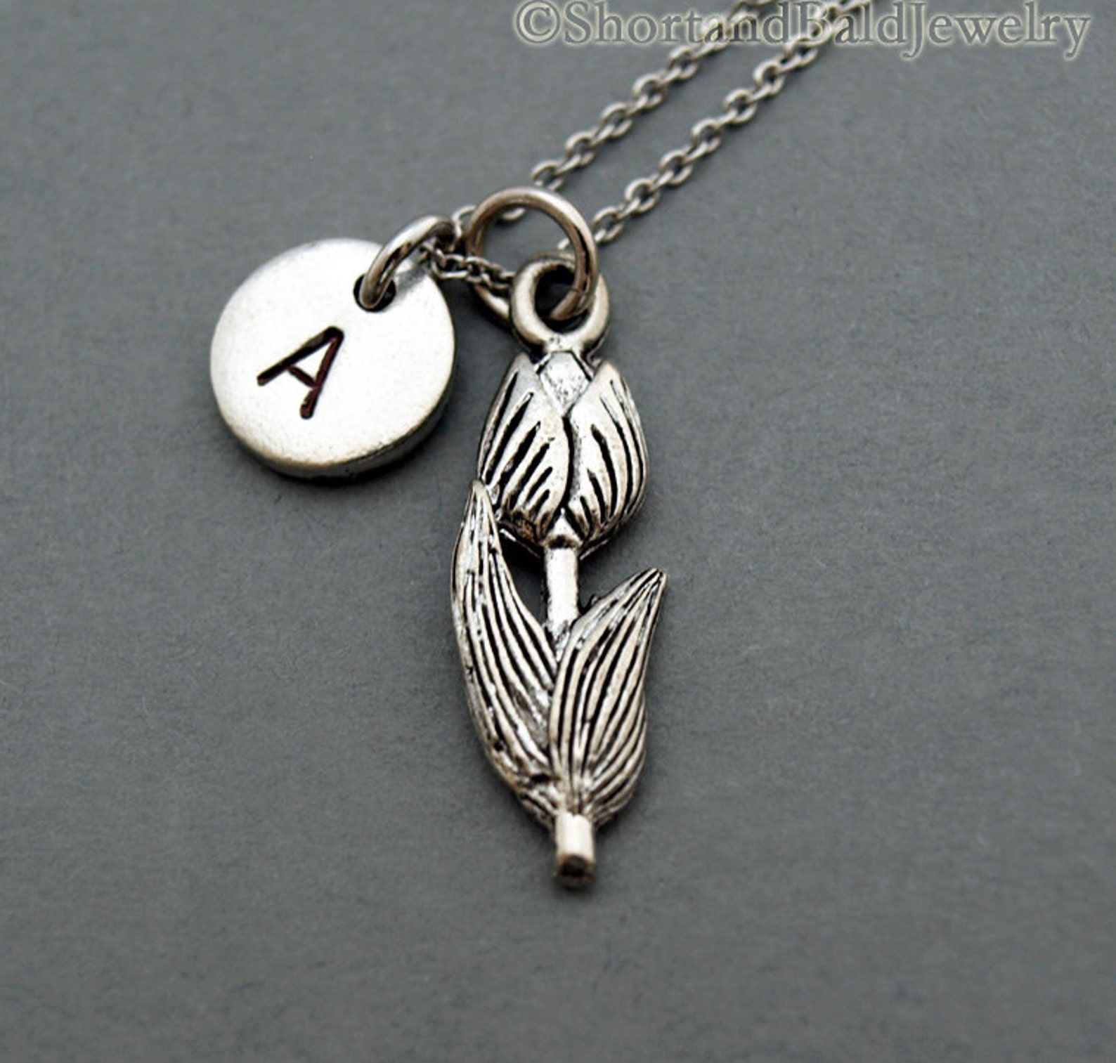 Tulip Necklace Flower Charm Tulip Flower Antique Silver - Etsy