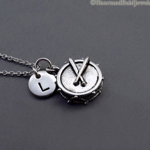 Drums Necklace, Silver Drum Charm, Drum Stick Necklace, Music, Drummer ...