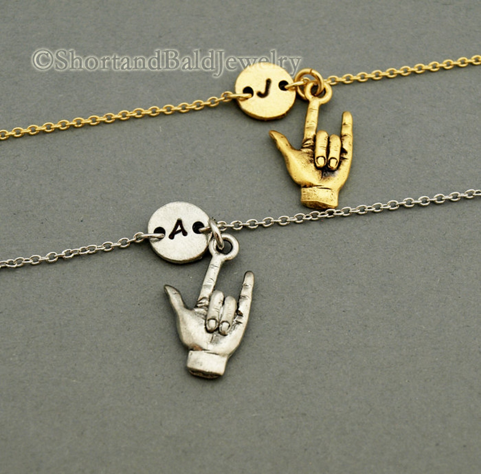 I Love You Sign Language Charm Bracelet, Antique Silver, Initial ...