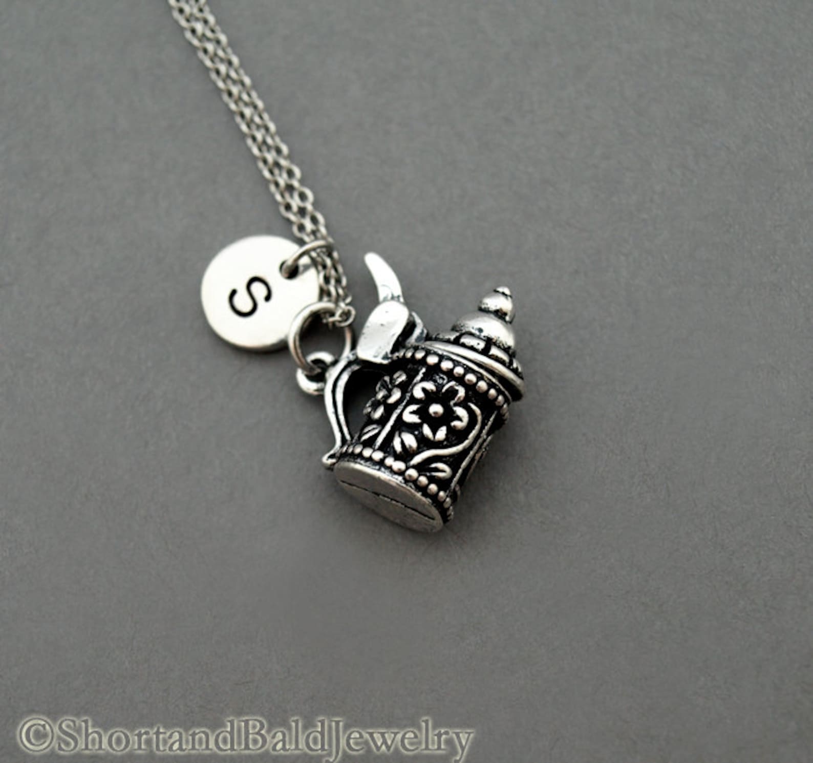Beer Stein Necklace, Beer Mug, Beer Necklace, Beermug, Antique Silver ...