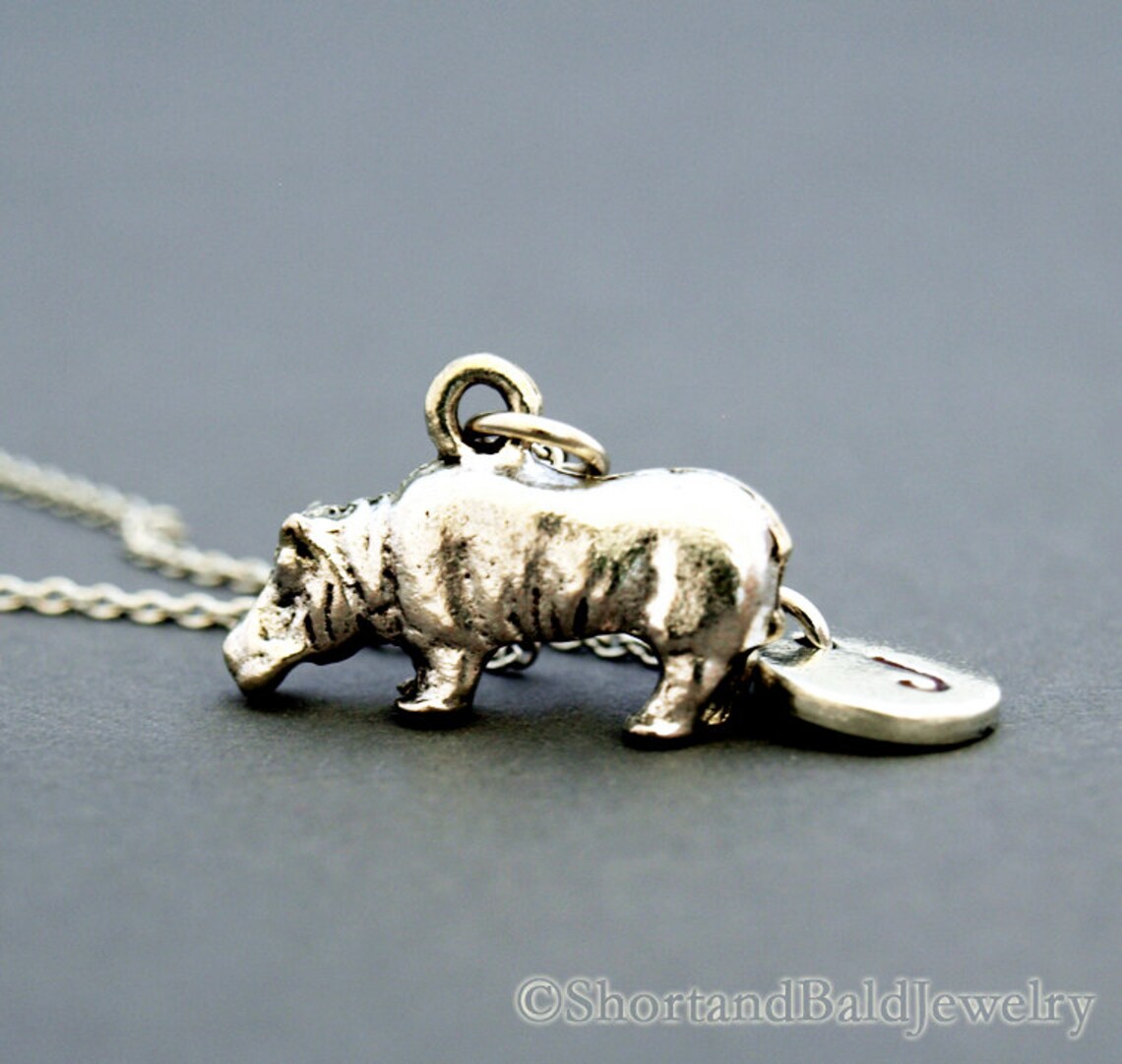 Hippopotamus Charm Necklace Hippo Necklace Silver Hippo - Etsy