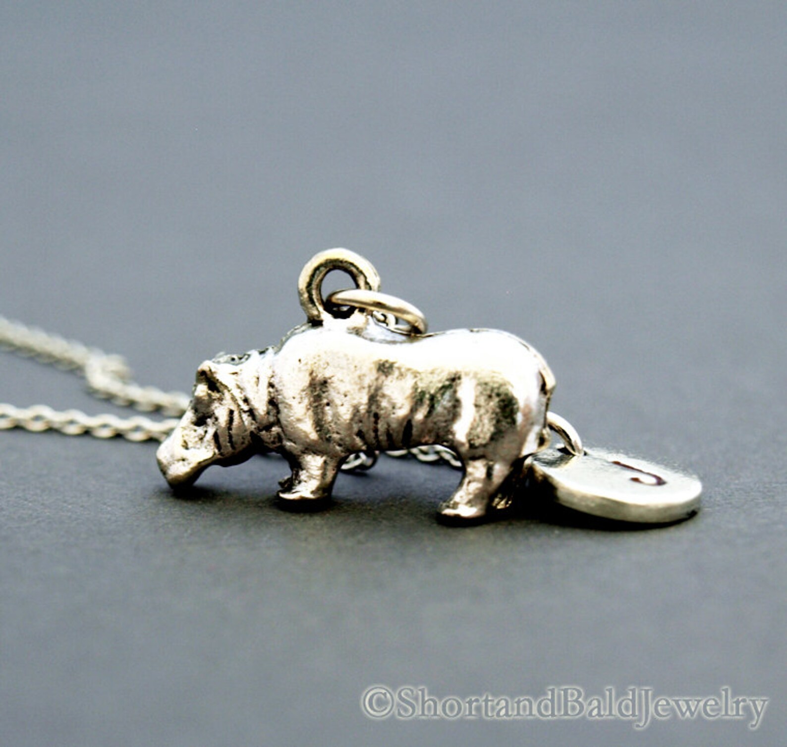 Hippopotamus Charm Necklace, Hippo Necklace, Silver Hippo Charm ...