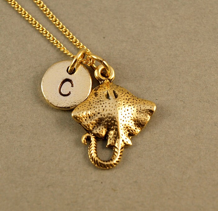 Stingray Necklace Gold Stingray Ray Necklace Antique Gold - Etsy