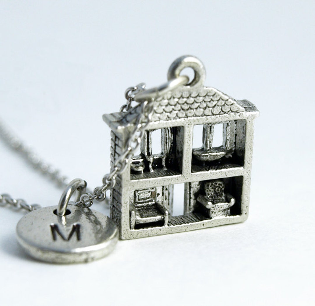 Doll's House Charm Necklace, Miniature House Necklace, Initial Necklace ...