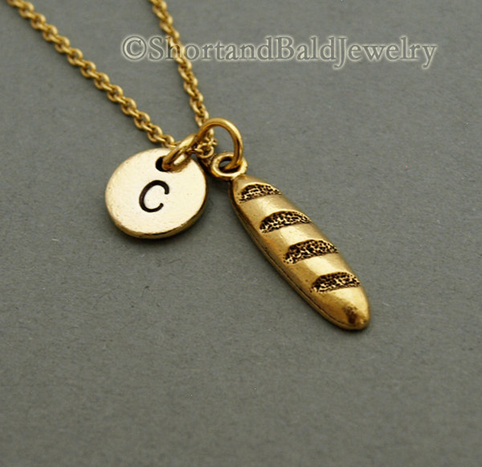 Baguette Charm Necklace French Bread Baguette Bread Antique | Etsy