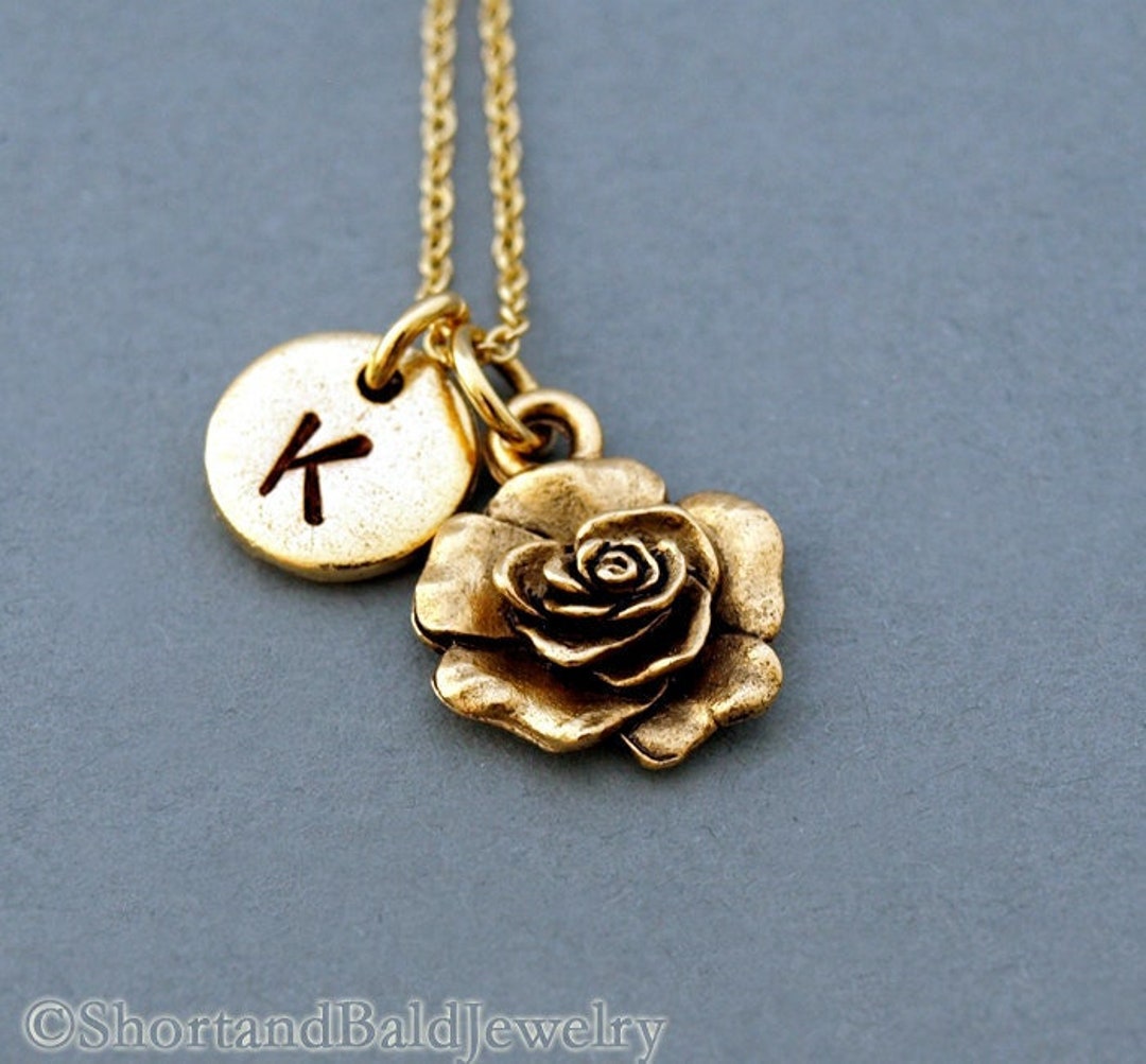 Rose Necklace, Rose Flower Charm, Rose Charm Necklace, Garden Charm ...