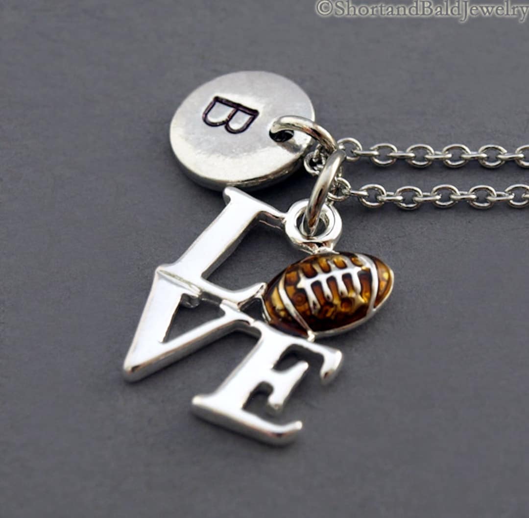 Football Necklace, Football Charm, I Love Football, Silver Football ...