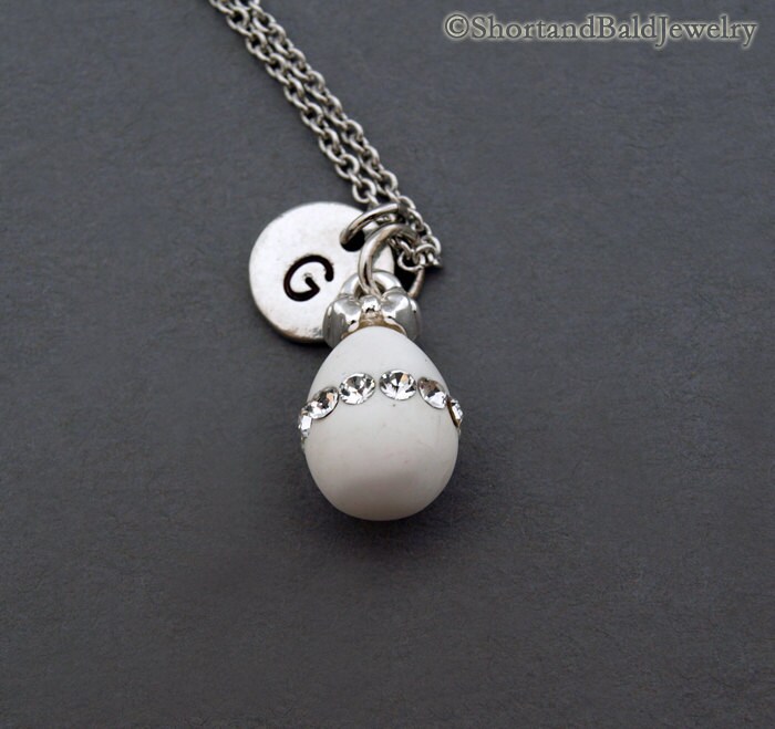 White Easter Egg Necklace, Easter Egg Charm Necklace, Egg Charm Jewelry ...
