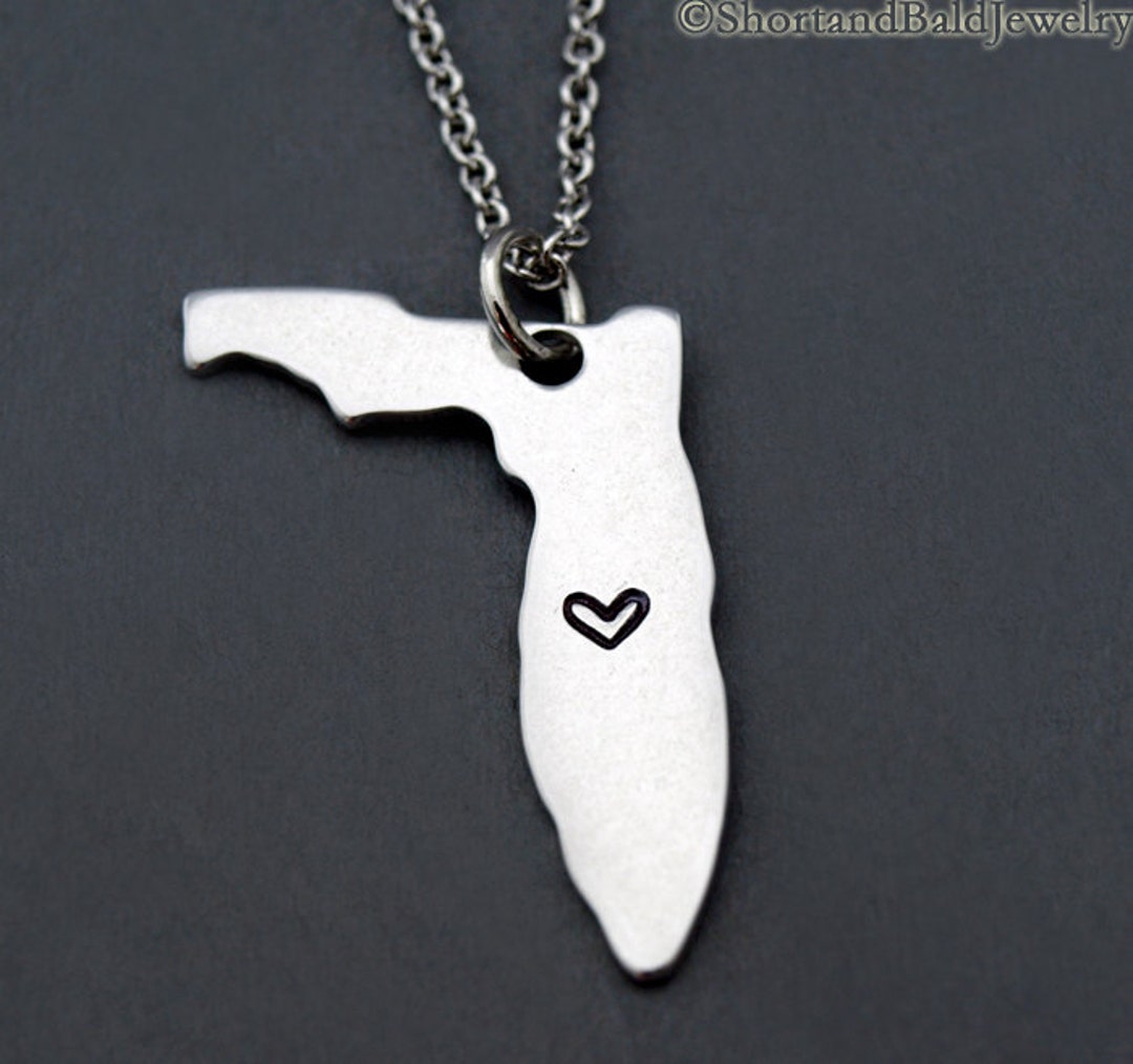 Florida Necklace, Florida State Map Charm, Florida State Silhouette ...