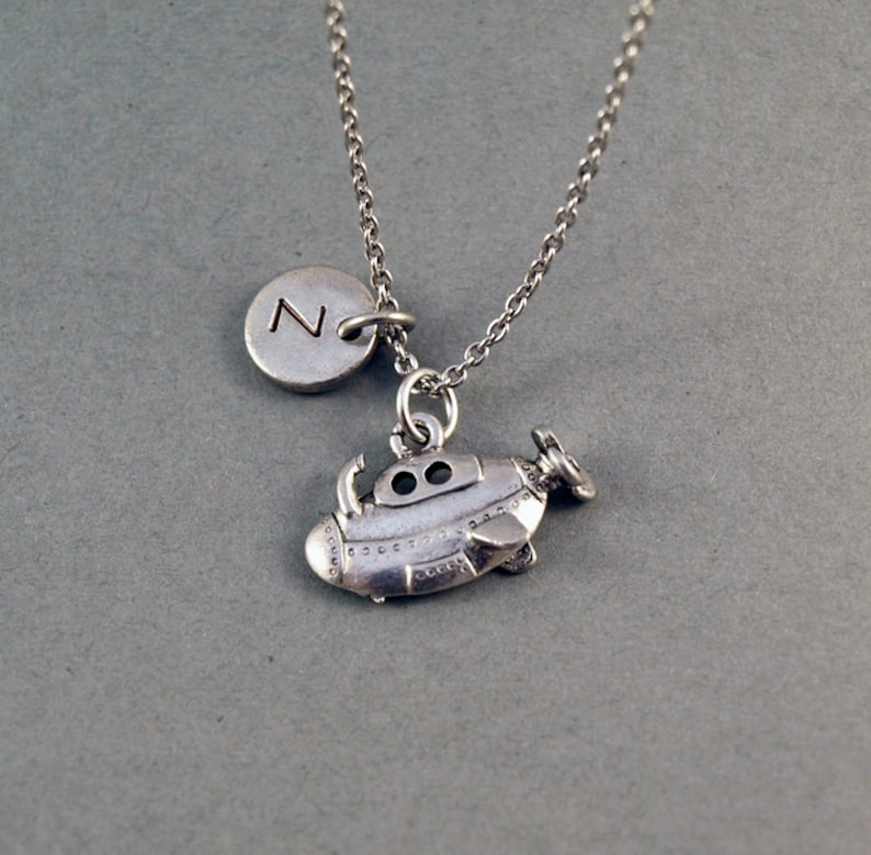 Submarine Necklace, Initial Necklace, Initial Hand Stamped ...