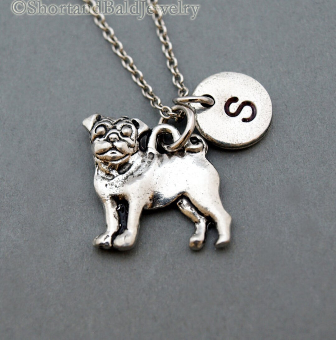 Pug Necklace, Pug Charm Necklace, Personalized Pug, Pug Dog, Antique ...