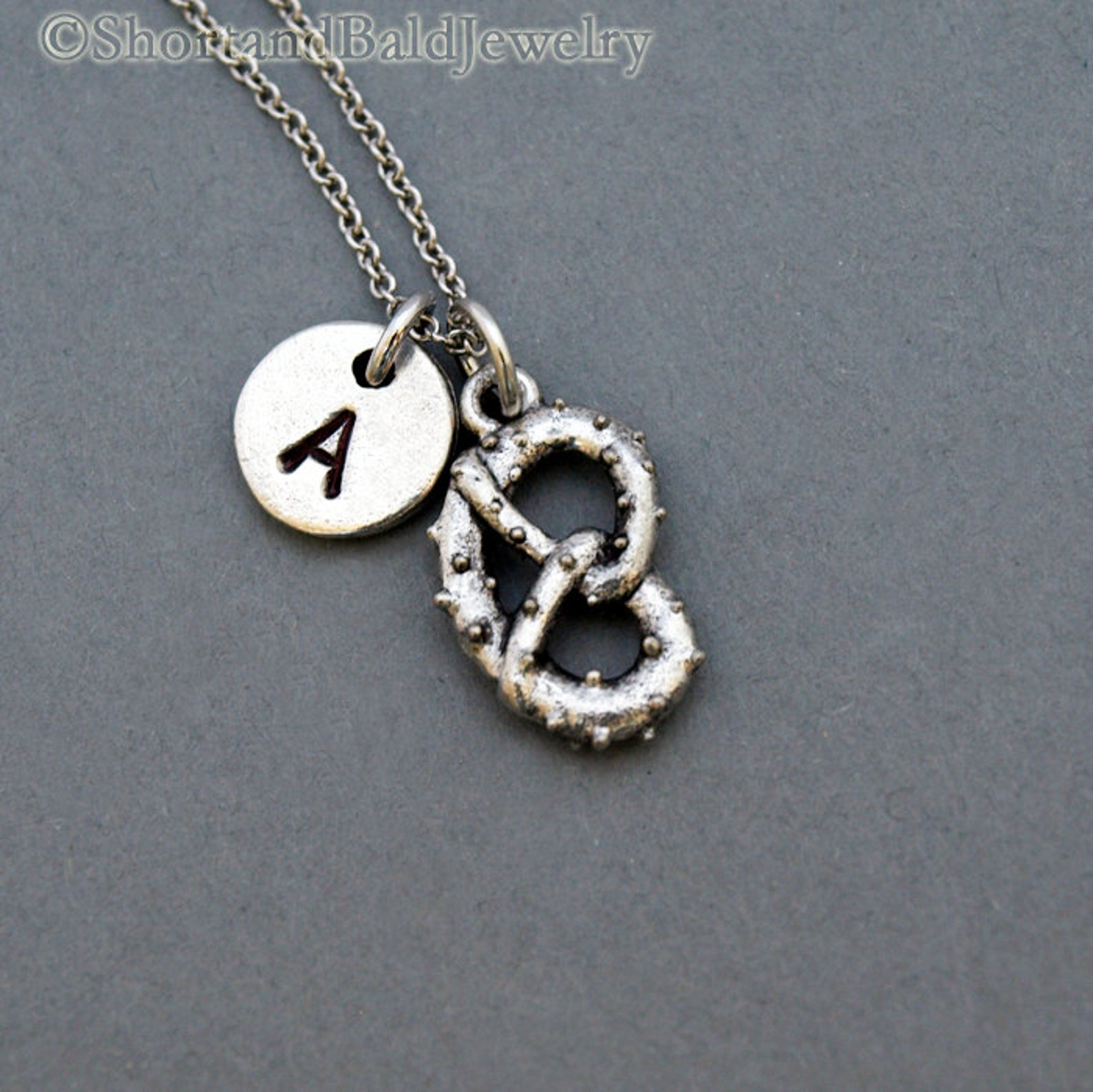 Pretzel Necklace, Pretzel Charm, Food Charm, New York, Initial Necklace ...