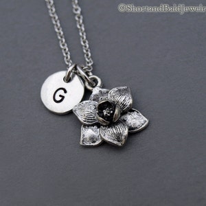 Magnolia Flower Necklace, Silver Magnolia Flower Charm, Garden Charm ...