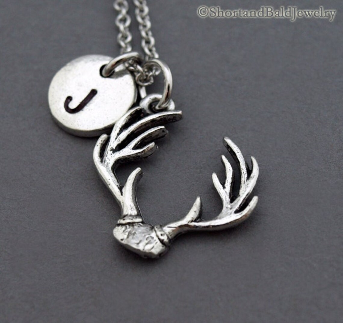 Antler Necklace Silver Antler Charm Deer Antler Antique - Etsy