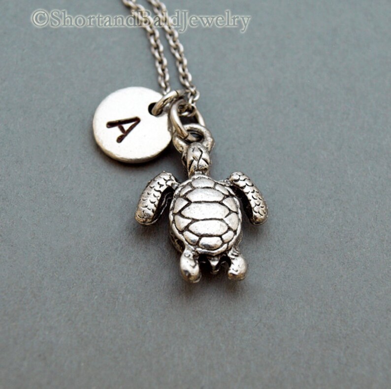 Sea Turtle Necklace, Silver Sea Turtle Charm Necklace, Marine Turtle ...
