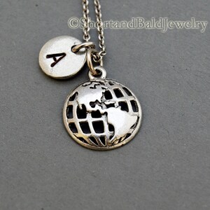 Globe Necklace, World Globe Necklace, Earth Day, Initial Necklace ...