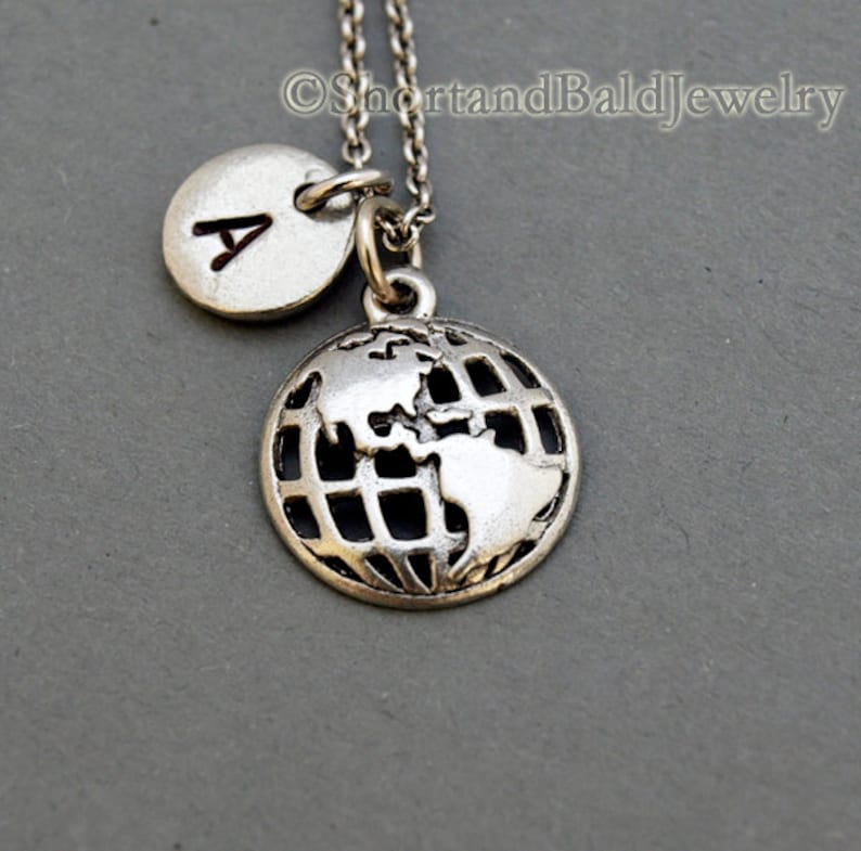 Globe Necklace World Globe Necklace Earth Day Initial - Etsy