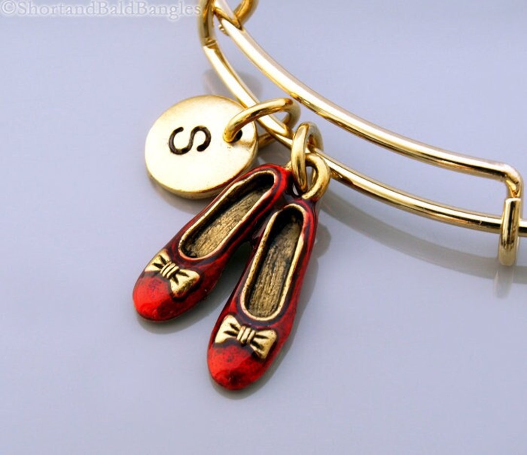 Ruby Red Slippers Bracelet, Wizard of Oz Charm, Magical Shoes, Gold ...