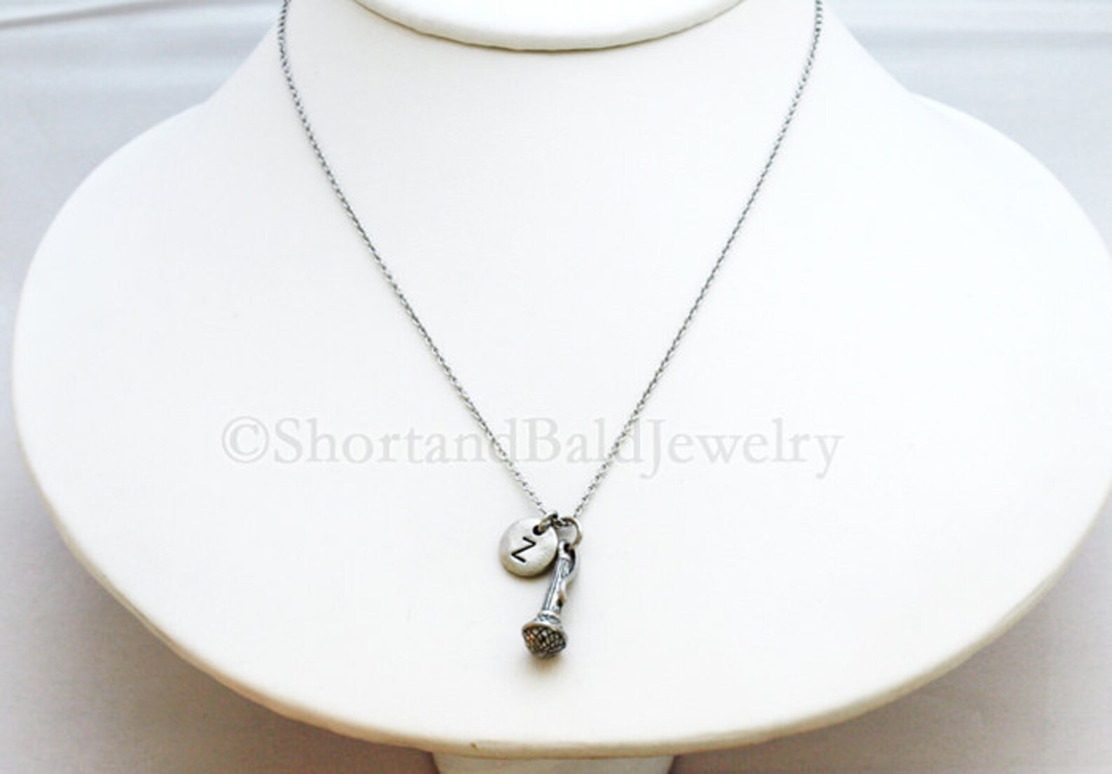 Microphone Necklace, Mic Necklace, Mike, Music, Initial Necklace ...