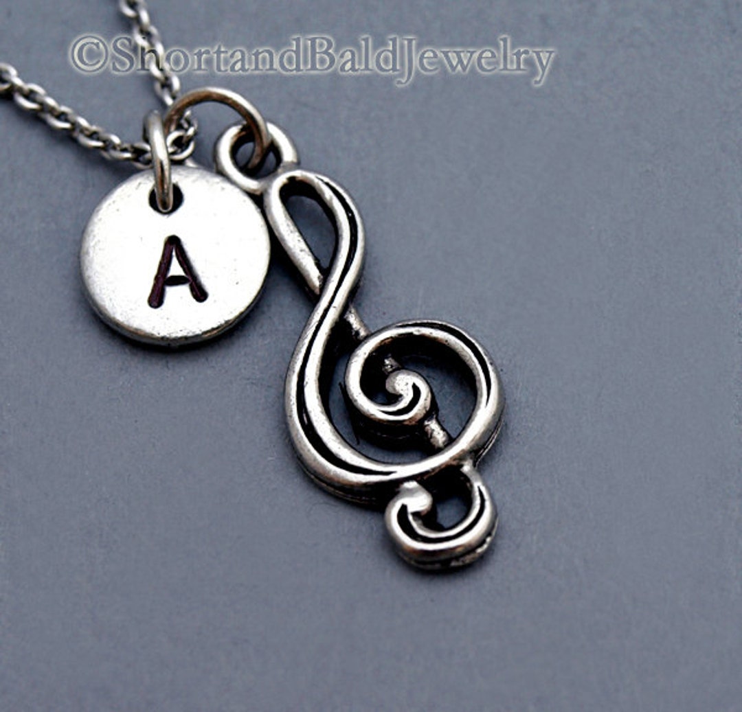 Soprano Clef Necklace, Soprano Clef Jewelry, Music, Musician, Initial ...