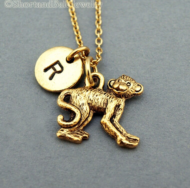 Monkey Charm Necklace Gold Monkey Charm Gold Monkey - Etsy
