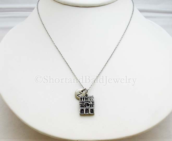 Notre Dame De Paris Necklace, Notre Dame Cathedral Necklace, Initial ...