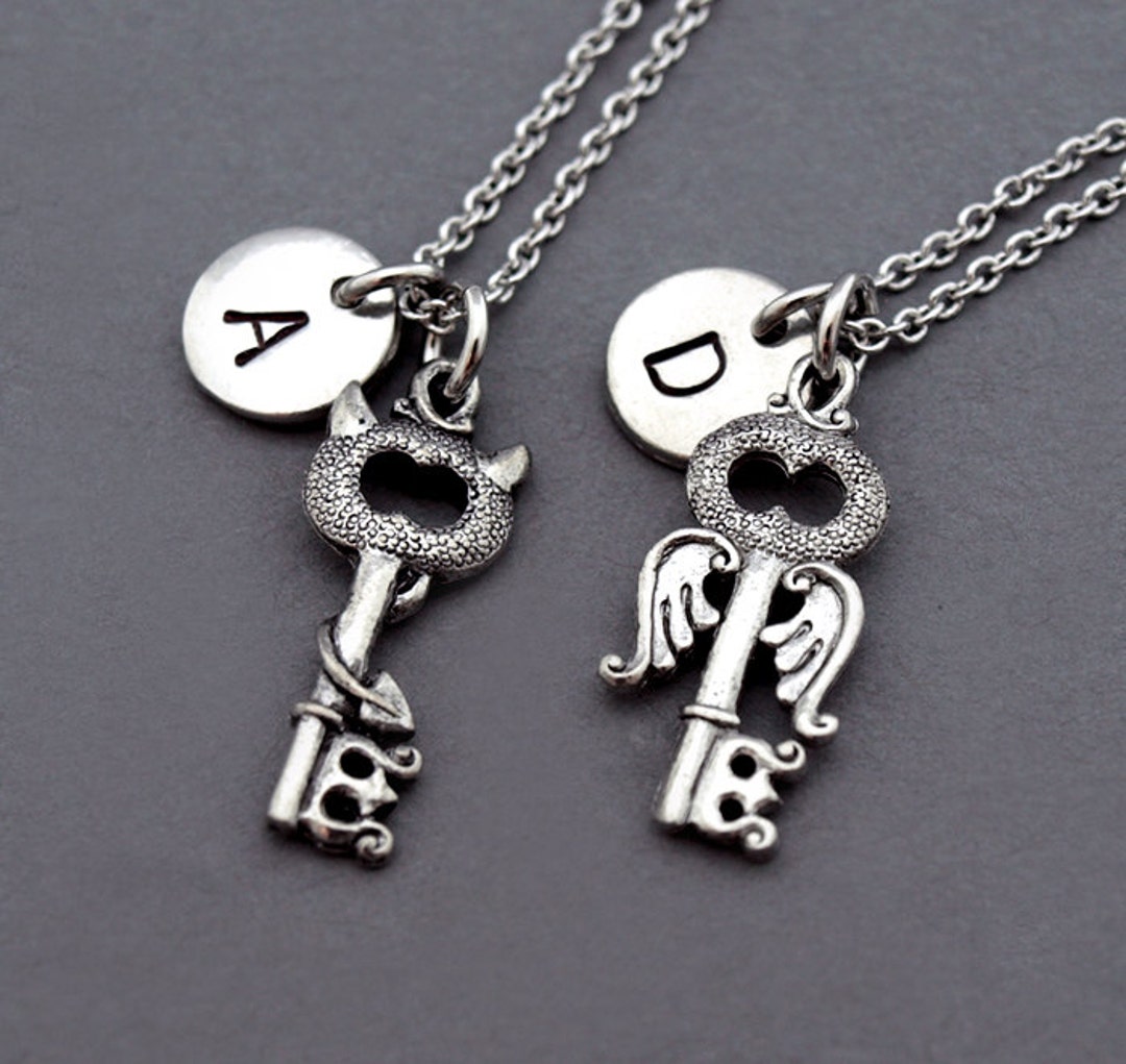 Angel Key Devil Key Necklace, Antique Key Charms, Two Best Friends ...