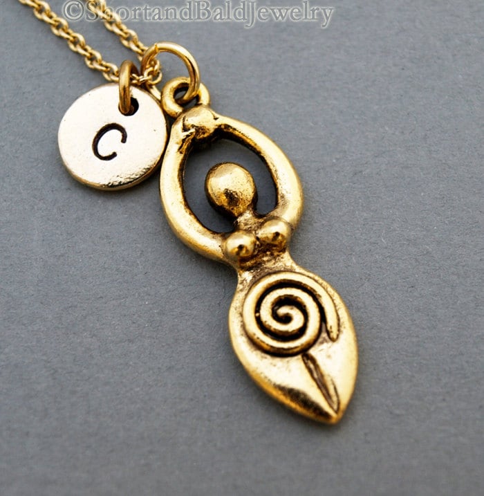 Goddess Fertility Necklace, Love Goddess, Initial Necklace, Initial ...