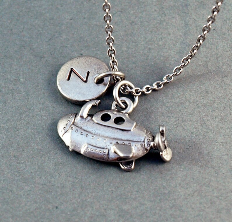 Submarine Necklace, Initial Necklace, Initial Hand Stamped ...