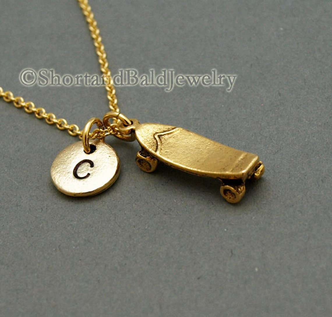 Skateboards Necklace, Skate Boards Necklace, Sports Charm, Antique Gold ...