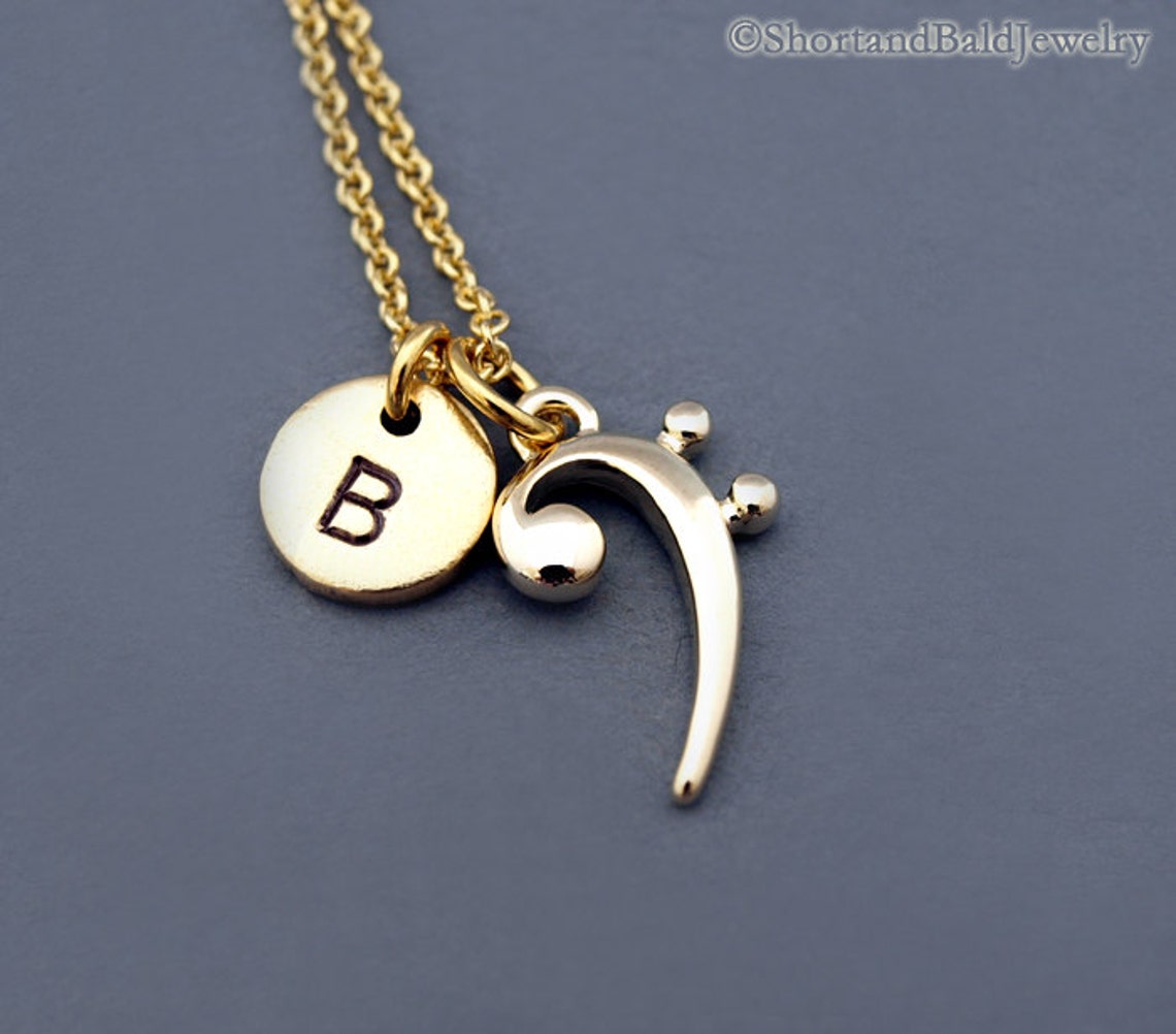 Bass Clef Necklace Gold Bass Clef Charm Necklace Base Clef - Etsy