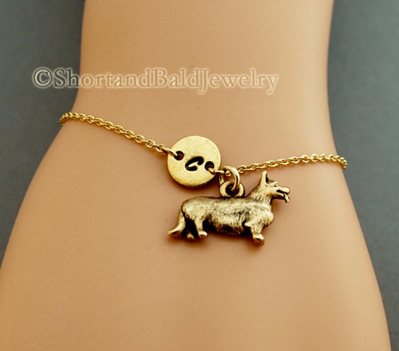 Corgi Charm Bracelet Welsh Corgi Antique Gold Initial - Etsy