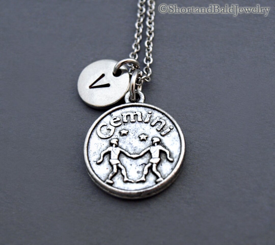 Gemini Necklace, Gemini Zodiac Charm Necklace, Initial Necklace, Silver ...