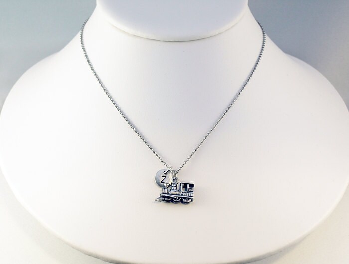 Steam Train Necklace, Train Necklace, Train Pendant, Initial Necklace ...